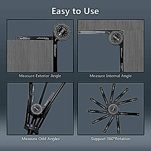 Gotical - Combo of 2 - Flexible Plastic Military Coordinate Scale Protractor MILS map Protractor & 360° Aluminum Angle Finder Miter Saw Protractor Woodworking Measuring Ruler Tool