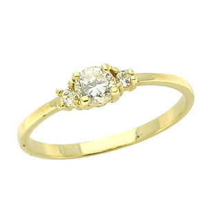 DoubleAccent 14K Gold Ring White CZ Yellow Gold Ring Size 2 To 5