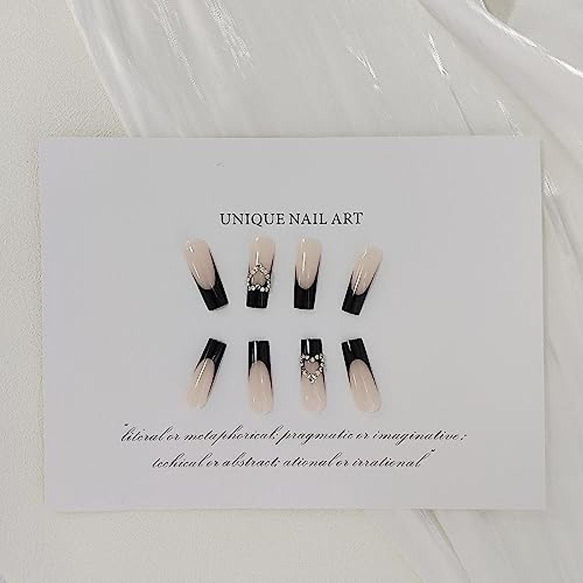 24Pcs French Tip Press on Nails Long Coffin Fake Nails with Love pattern Designs Glossy False Nails for Women Girls Artificial Acrylic Stick on Nails with Glue on Acrylic Nail Tips