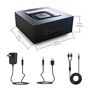Bluetooth Audio Adapter for Music Streaming Sound System, esinkin W29-us Wireless Audio Adapter Works with Smart Phones and Tablets, Wireless Adapter for Speakers