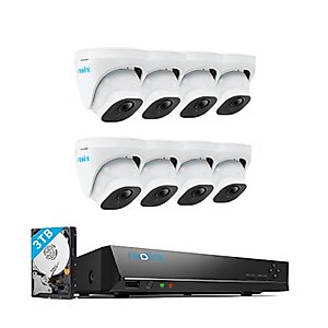REOLINK 5MP PoE IP Cameras, 8 Specs RLC-520A Bundle 16 Channel PoE NVR 4TB Hard Drive Installed,Outdoor IP Security Surveillance Cameras,100FT Night Vision,Human/Vehicle Detection