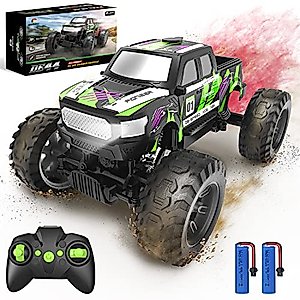 DEERC DE44 Remote Control Monster Truck with Fog Mist, Dual Motors Off Road RC Car, 4WD Rock Crawler with LED Lights, Spray Water Mist, 70+ Min Play, Toy Vehicle for Boys Girls and Adults