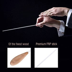 Musical Conductor Baton, 15" Pearwood Handle Lightweight Music Band Conducting Baton for Choral Symphony Concert