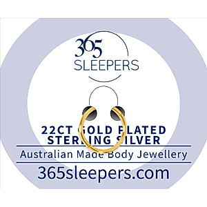 365 SLEEPERS Gold Plated Sterling Silver Hinged Hoop Unisex Nose Segment Ring Sleeper Earrings Australian Made Nickel Free Hypoallergenic 8mm - 14mm