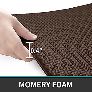 DEXI Kitchen Rugs and Mats Cushioned Anti Fatigue Comfort Runner Mats for Floor Rugs Waterproof Standing Rugs Set of 3,17"x29"+17"x59"+17"x59" Brown