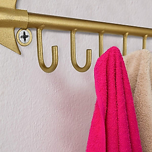 Urban Deco Wall Mounted Arrow Shaped Jewelry Organizer Key Holders– 7 Hooks Metal Necklace Hanging Holder for Girls and Women (Black)