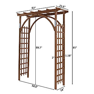 Outvita 7 Ft Wooden Garden Arbor Arch, Fir Wood Arbour Trellis, Pergola Archway for Wedding Ceremony Decoration Pergola Plant Climbing Rose Vines Lawn Courtyard Patio Dark Brown