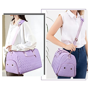 Duffle Bag for Travel, Weekender Bag with Shoe Compartment, Carry On Overnight Bag for Women with Toiletry Bag, Gym Bag with Wet Pocket, Hospital Bags for Labor and Delivery Lavender Purple