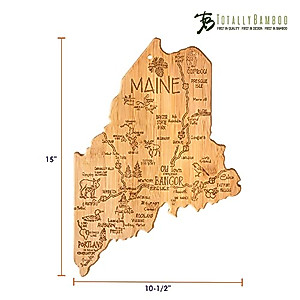 Totally Bamboo Destination Maine State Shaped Serving and Cutting Board, Includes Hang Tie for Wall Display