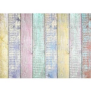 LYWYGG 7x5ft Colorful Rustic Wood Fence Wall Texture Easter Photography Backdrops Paint Child Baby Shower Birthday Party Background CP-146