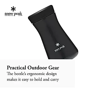 Snow Peak's Tsuzumi Bottle 350, TW-350BK, Stainless Steel, Vacuum-Sealed, Double-Walled, Made in Japan, Lifetime Product Guarantee, Lightweight for Camping & Everyday Use, Black