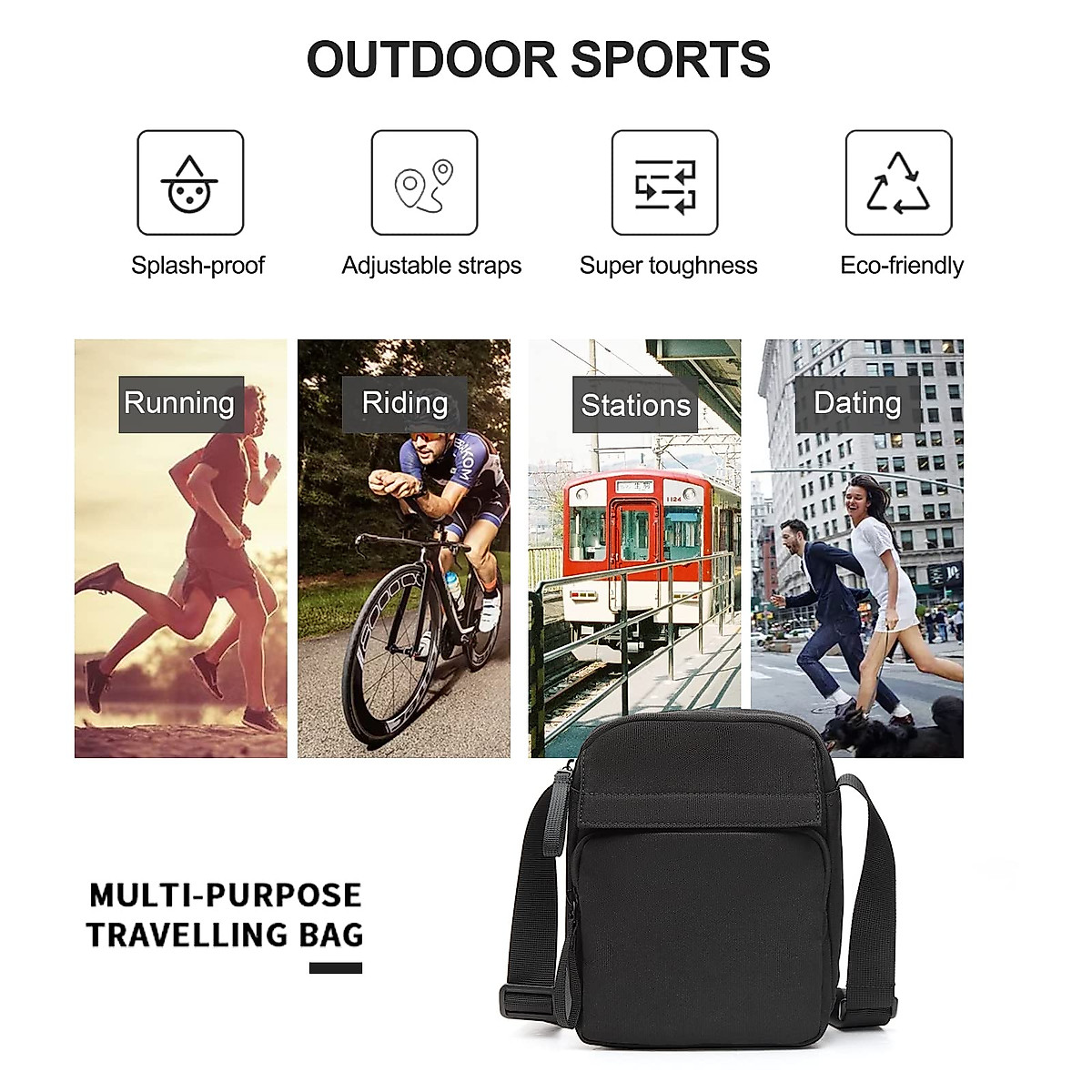 WEPLAN Crossbody Bag for Men, mini man purse,Travel Messenger Shoulder Bag for Men, Small Side Bags for Mens