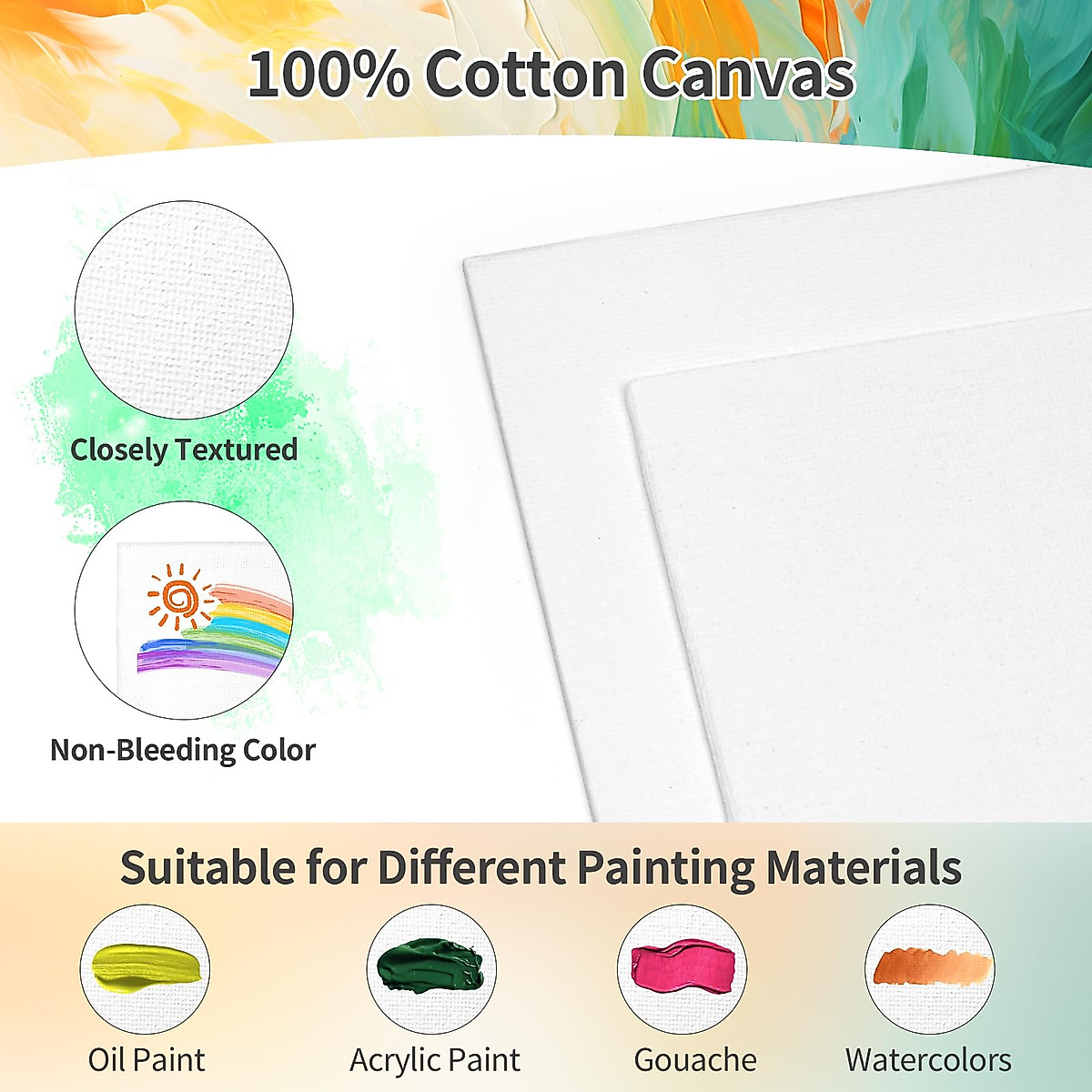 8 Pack 8 * 10In Canvas Boards for Painting, Art Canvas for Drawing with 16 Brushes & 8 Paint Trays & 16 Acrylic Paint, Mini Painting Canvas with Easel Set, Painting Kits for Adults & Kids Party