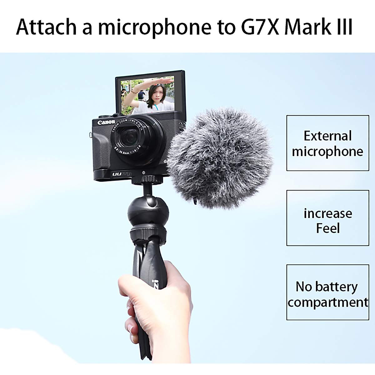 UURig G7X Mark III Vlog Camera Cold Shoe Extension Microphone Side Mount for Canon G7X Mark III Camera, 1/4" Tripod Mount, Vlogging Accessories - R016 C-G7X