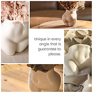 The Peachy Planter Body Vase - White Ceramic Vases for Home Decor, Female Body Vase for Boho Home Decor, Body Vase Female Form for Minimalist Decor, White Ceramic Vase with Drainage Holes