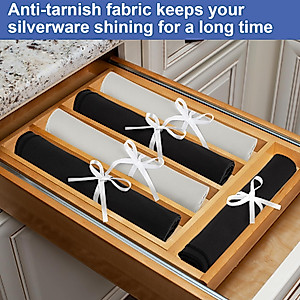 4Pcs 18x18 Inches Silver Storage Bags Anti Tarnish, 20x14 Inches Silver Storage Cloth Anti Tarnish Silver Protector Bags for Cutlery Utensils Silverware Protection Flatware Silver Plate Tarnish