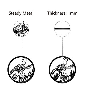 CREATCABIN Sea Turtle Metal Wall Art Ornament Ocean Theme Wall Decor Round DIY Decorations Wall Hanging Sculpture for Home Bathroom Indoor Outdoor Living Room Bedroom Party 12 x 12 Inch
