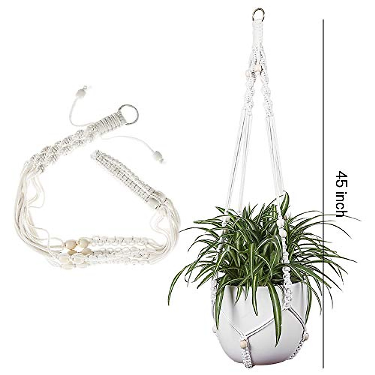 VISEMAN Macrame Plant Hanger-Outdoor Indoor Hanging Planter Holder/Hanging Basket Flower Hangers Cotton Rope with Bead for Home Decor