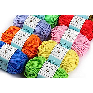 Inscraft 52 Acrylic Yarn Skeins, 1820 Yards 52 Colors, 2 Crochet Hooks, 2 Weaving Needles, 10 Stitch Markers, 1 Bag, for Crocheting & Knitting, Gift Beginners and Adults