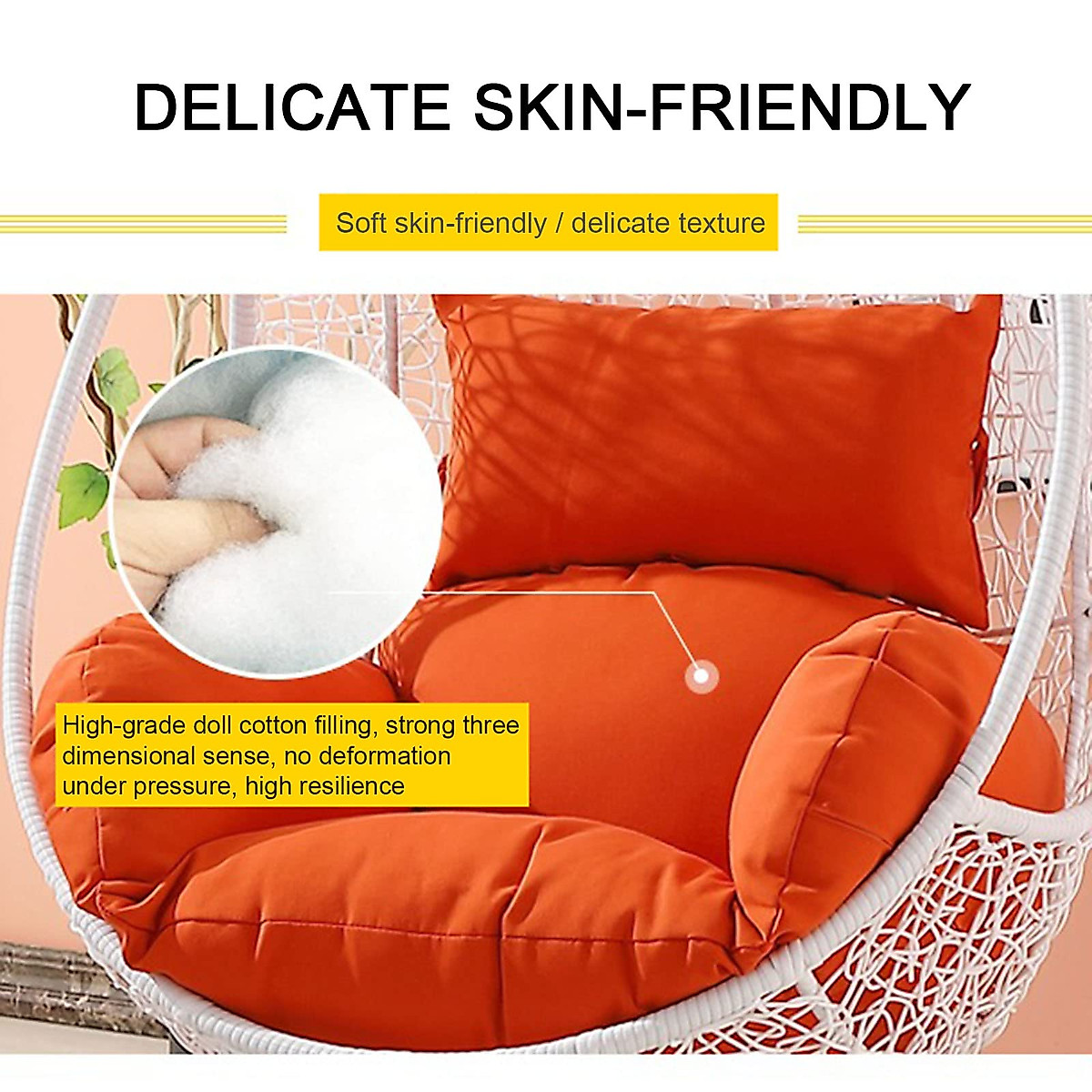 RRNAR Hanging Egg Chair Cushions, Overstuffed Swing Chair Cushion Pads, Hanging Basket Chair Seat Cushion for Indoor and Outdoor (Only Cushion),Flower c,120x90cm