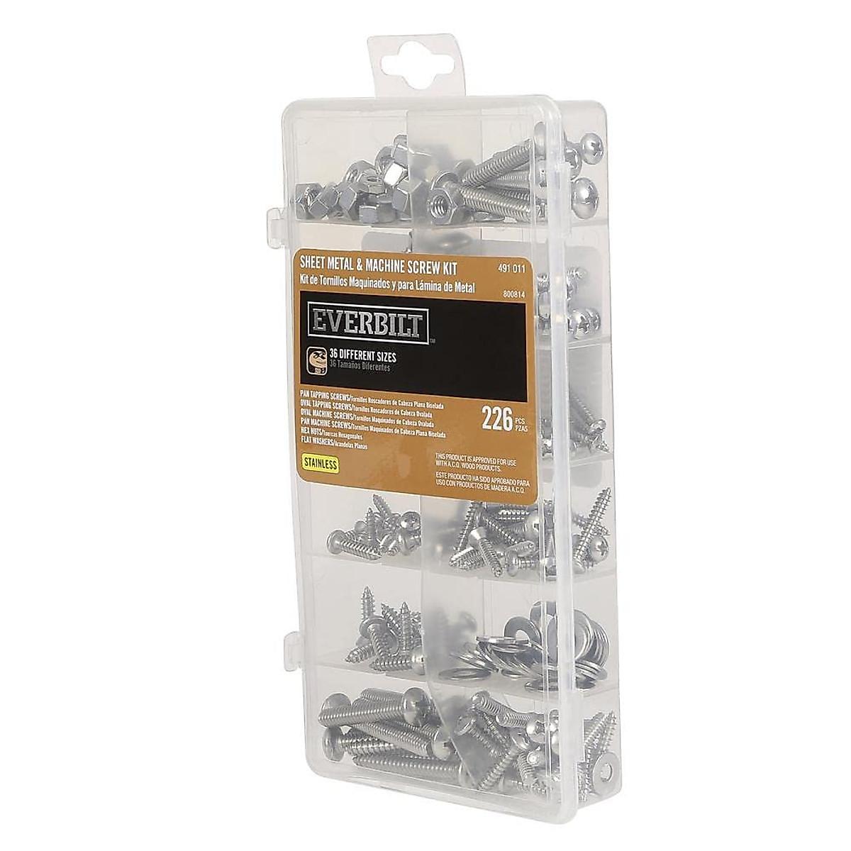 226 Pieces Stainless Steel Sheet Metal Screw Assortment & Machine Screws 36 Different Sizes of Flat, Oval, Pan, Hex Head Phillips Self Tapping Screws Hardware for Wood, Metal or Fiberglass