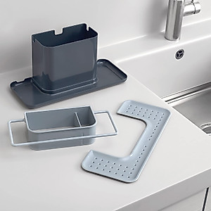 Joseph Joseph 85070 Sink Caddy Kitchen Sink Organizer Sponge Holder Dishwasher-Safe, Large, Gray