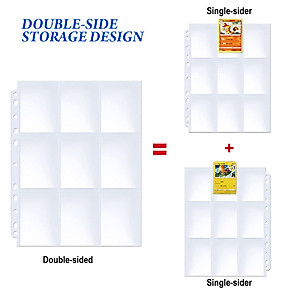 Double-Sided 576 Pockets Trading Card Sleeves Pages - Baseball Card Sleeves Fit 3 Ring Binder, 9 Pocket Page Protector for Standard Size Cards, Sport Cards, Game Cards, Business Cards 32 Pack
