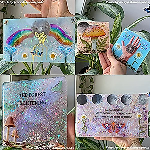 RESINWORLD Resin Tray Mold, 1Pc Thick Rectangle Tray Mold with 4 Pack Square Coaster Molds, Shiny Flat Edge Coaster Tray Silicone Mold for Resin Casting