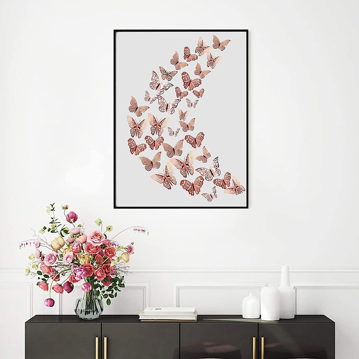 Seasonsky 108PCS 3D Butterfly Wall Stickers Wall Decal Decor Art Decorations Sticker Removable Hollow Butterfly 3 Sizes for Room Home Classroom Offices Bedroom Decor