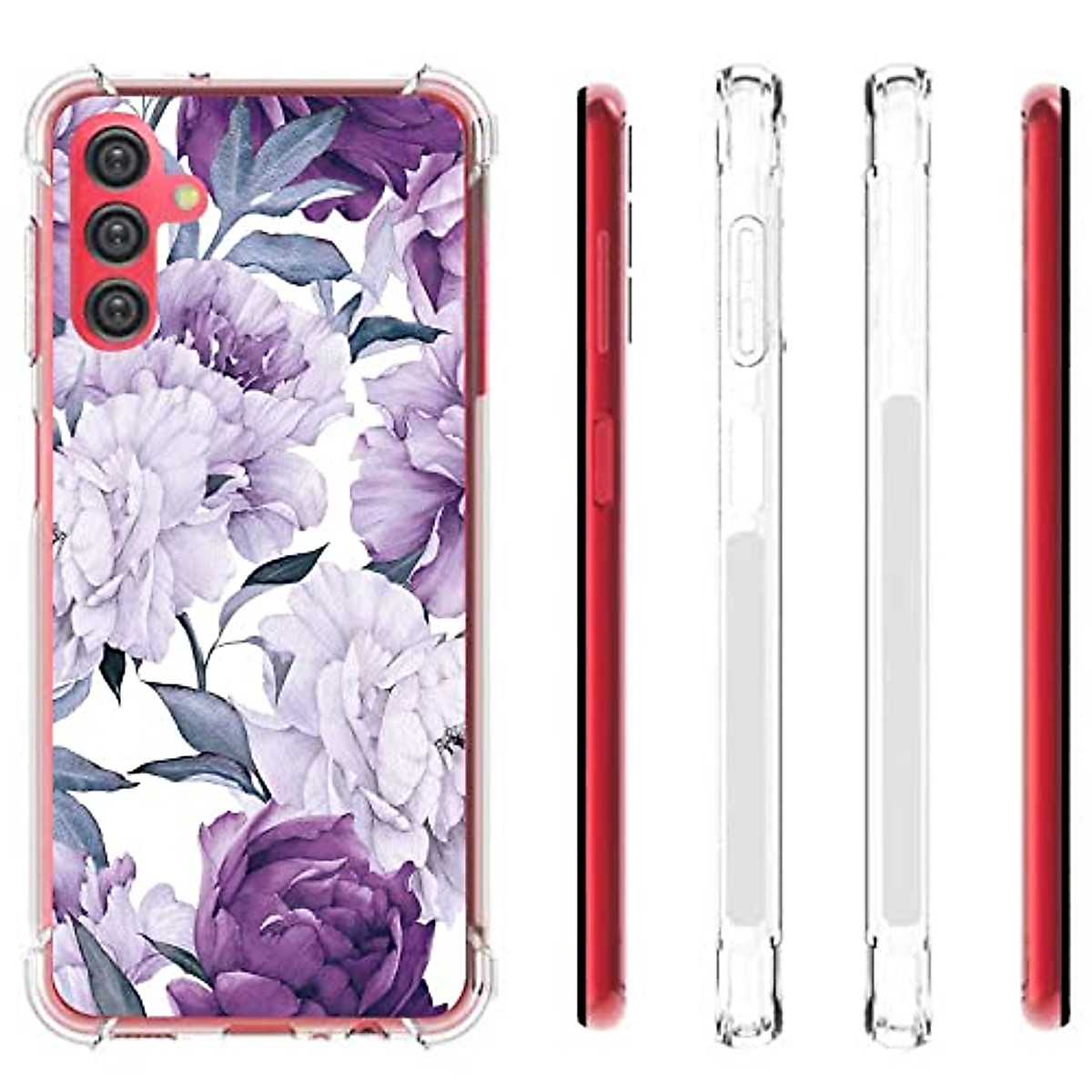 FollmeAir for Galaxy A13 5G Case, Slim Flexible TPU for Girls Women Airbag Bumper Shock Absorption Rubber Soft Silicone Case Cover Fit for Samsung Galaxy A13 5G (Purple Flower)