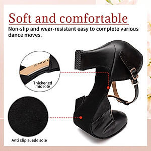 RUYBOZRY Women's Closed Toe Ballroom Dancing Shoes Latin Salsa Standard Bachata Performence Dance Shoes,YCD29-Black-6-Suede Sole,US 8