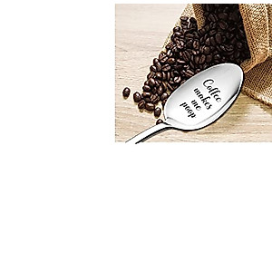 Funny Gifts | Coffee Makes Me Poop Engraved Spoon | Coffee Tea Lover Gift For Birthday | Anniversary | Christmas Stocking Stuffer | Stainless Steel 7 inches Teaspoon