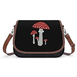 Mushrooms Red Art Women's PU Leather Purses Soft Crossbody Bag Shoulder Handbags