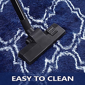 4X6 Feet Navy Blue Soft Area Rug for Bedroom Living Room Furry Big Plush Fuzzy Rugs Luxury Fluffy Rug for Girls Boys Kids Room Shaggy Carpet (4X6 Feet, Navy Blue/White)