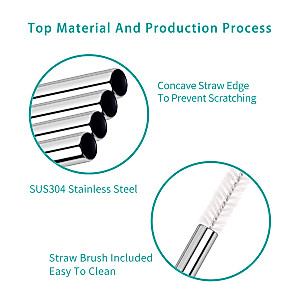 Kiemeu Metal Boba Straws Reusable, Bubble Tea Straws Reusable, Jumbo Smoothie Straws Reusable