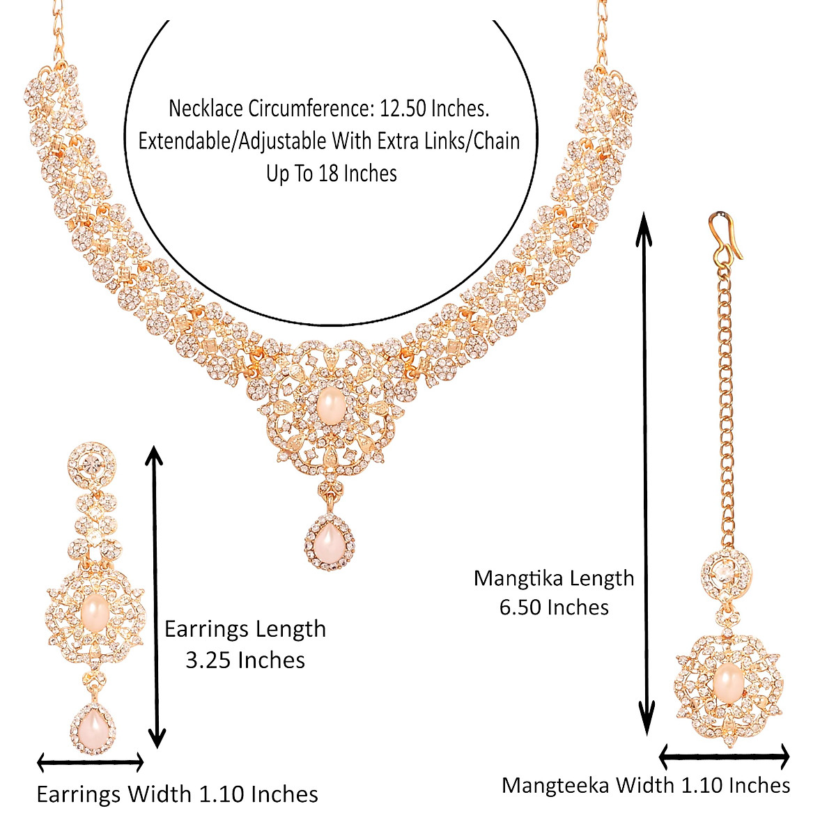 Touchstone Indian jewelry sets for womens bollywood set bridal jewellery necklace earrings artificial accessories faux pearl kundan desi punjabi traditional wedding maang tikka in gold tone for women
