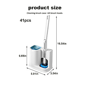 Toilet Wand Kit, 41pcs/Set Disposable Toilet Brush with Refills, Wall Hanging Toilet Bowl Cleaners, Toilet Brush Holder Set for Bathroom Cleaning