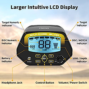 SAKOBS Metal Detector for Adults Waterproof - Professional Higher Accuracy Gold Detector with LCD Display, DISC & Notch & All Metal Mode, Advanced DSP Chip 10" Coil Metal Detectors