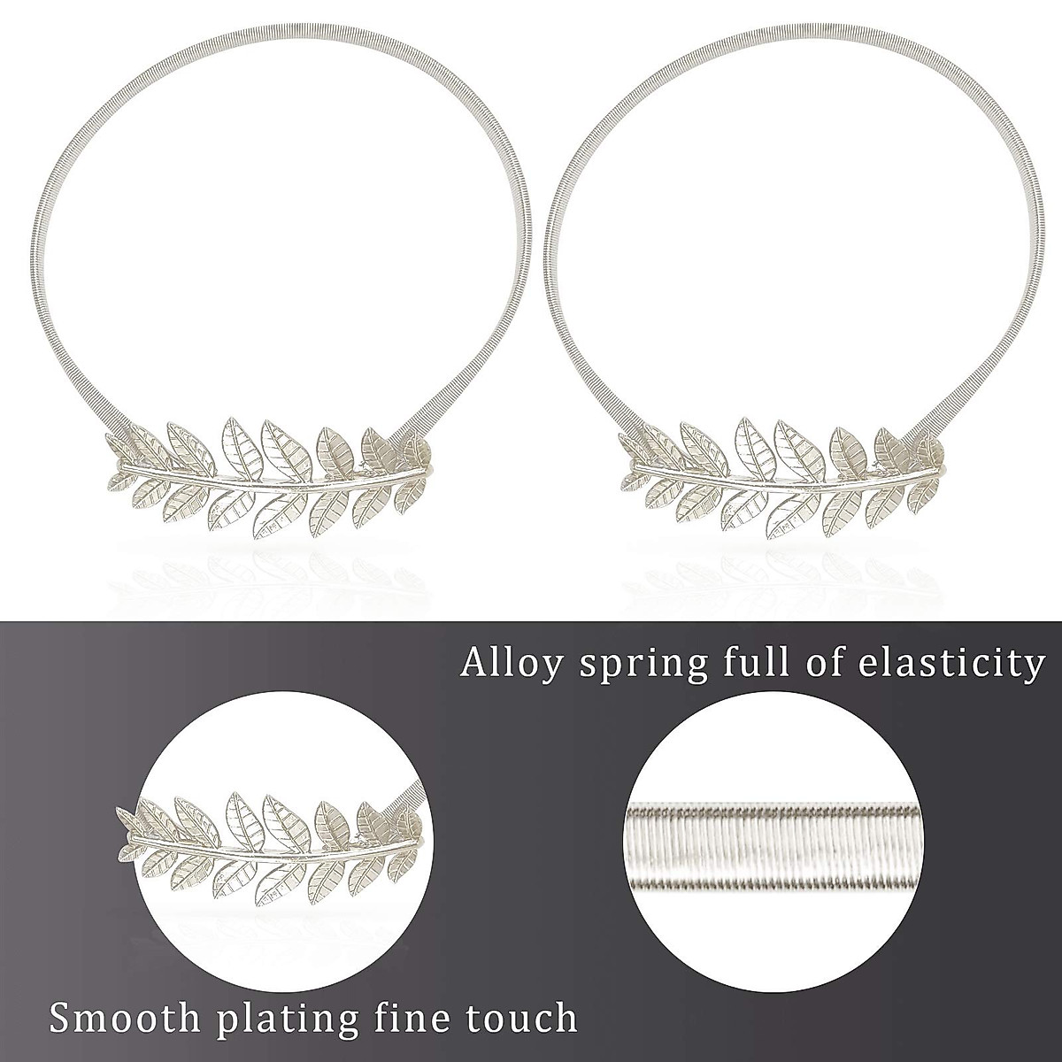 4Pack Aluminum Alloy Spring Design Curtain Tiebacks - Leaf Carving Design Curtain Ties for Drapes - Modern Style Holdbacks (Silver Leaf)