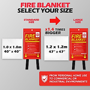 72 HRS Fiberglass Fire Blanket - Fire Blanket for Home, Kitchen Fire Blanket | Fire Extinguishers Home | Essential Fire Safety Tool, Emergency Fire Blanket | (1PC, 47"x47")