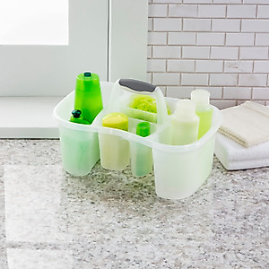 Sterilite 15878606 Bath Caddy, Clear Caddy w/ Black Insert, 6-Pack