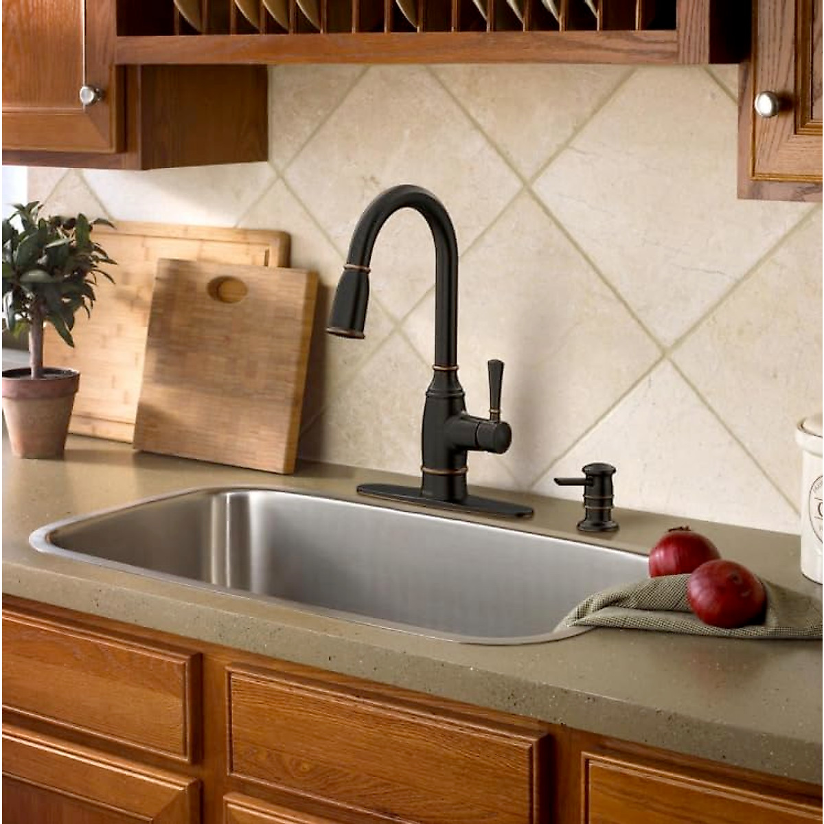Moen 87791BRB Noell Pulldown Kitchen Faucet Mediterranean Bronze Finish