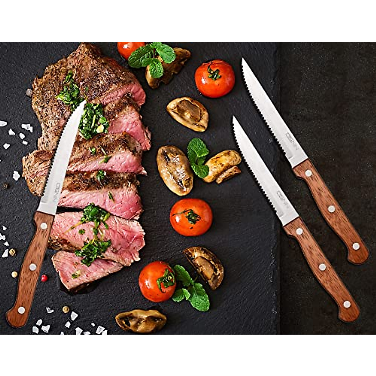 Steak Knives Set of 8 Utility Knives Steak Knife Cutlery Utensil Serrated Edge Steel…