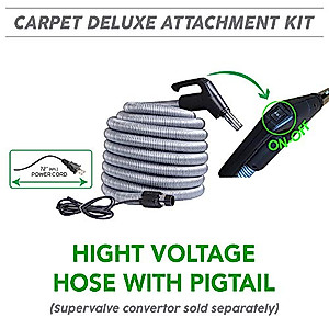 OVO, 550 AW, Compact and Powerful Central Vacuum System, Use with Disposable Filtration Bags only 18 Gal / 4.75L with 30ft Carpet Deluxe Accessory kit Included