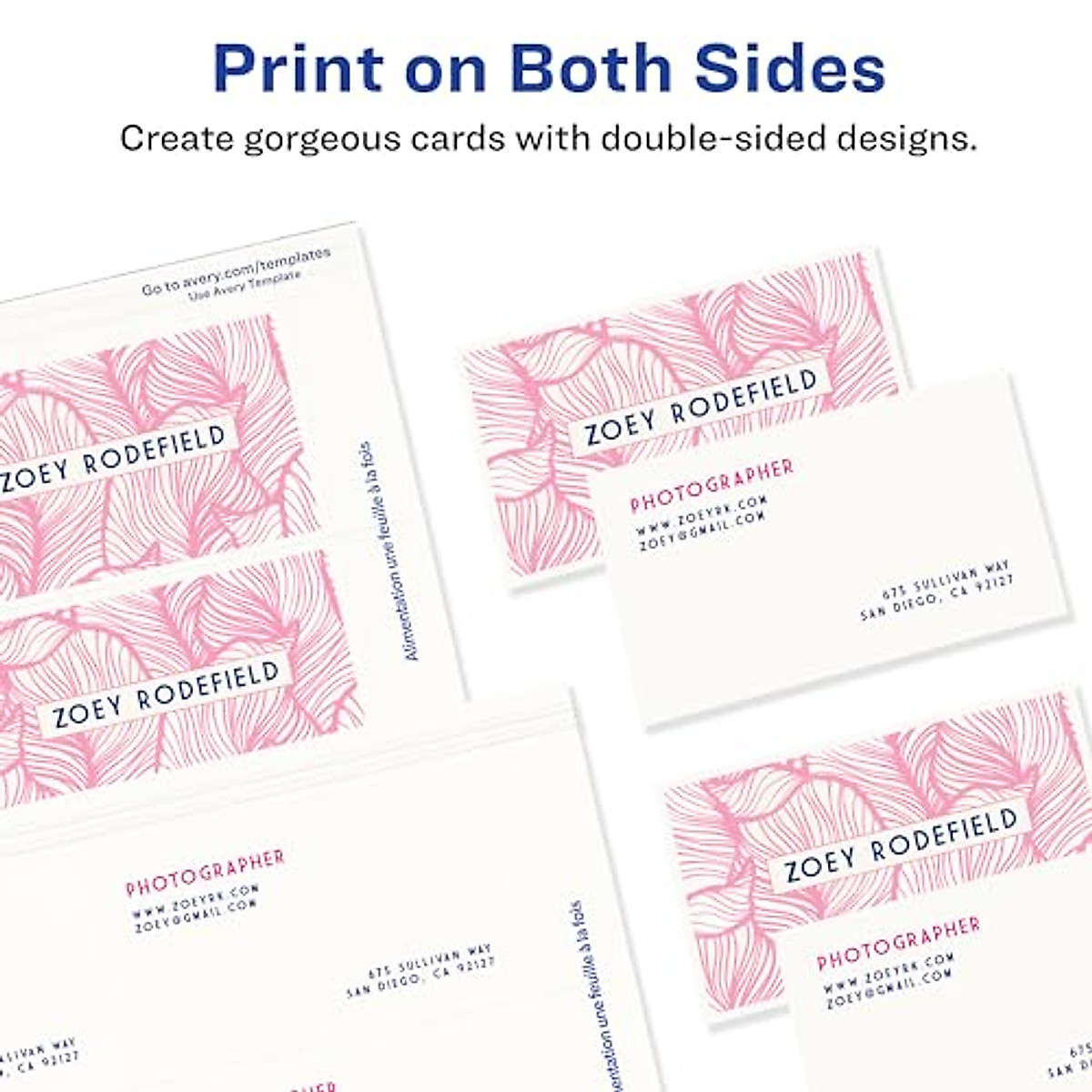 Avery Clean Edge Printable Business Cards with Sure Feed Technology, 2" x 3.5", White, 1,000 Blank Cards for Inkjet Printers (08870)