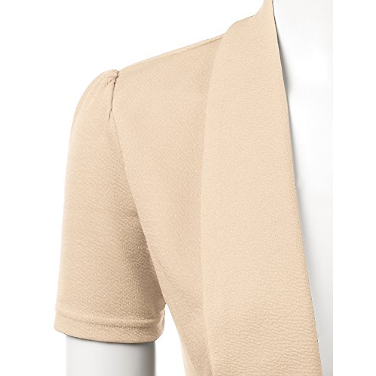 DOUBLJU Casual Draped Ruffles Blazer Short Sleeve Basic Open Front Cardigan Jacket for Womens with Plus Size Work Office Suit