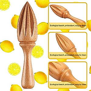 2 Pcs Wooden Citrus Reamer Lemon Hand Juicer Beech Wood Handheld Citrus Juicer Easy to Hold Kitchen Juicing Tool Manual Orange Lime Lemon Juice Reamer Extractor for Daily Home Bar Cafe Restaurant Use
