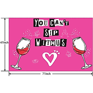 You Can’t Sip Withus Happy Birthday Banner Hot Rose Pink Lip Theme Decorations Decor for Bridal Shower Wedding Night Out Hen Movie Bachelorette Party Girl Woman Birthday Party Favors Background Ideas