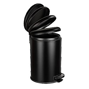 WENKO Black, Trash Can with Lid and Pedal, Garbage Bin for Kitchen with Removable Inner Bucket, Easy Close, Steel, Matt, 5.28 Gal, 12 x 17.32 x 14.76