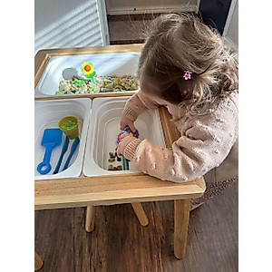 Beright Kids Table and Chair Set, Indoor Sensory Table with 2 Chairs and 3 Storage Bins, Play Sand Water Table for Toddlers, Wooden Activity Table, for Birthday, Christmas